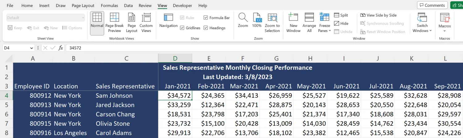 Freeze Rows and Columns in Excel (With Examples)